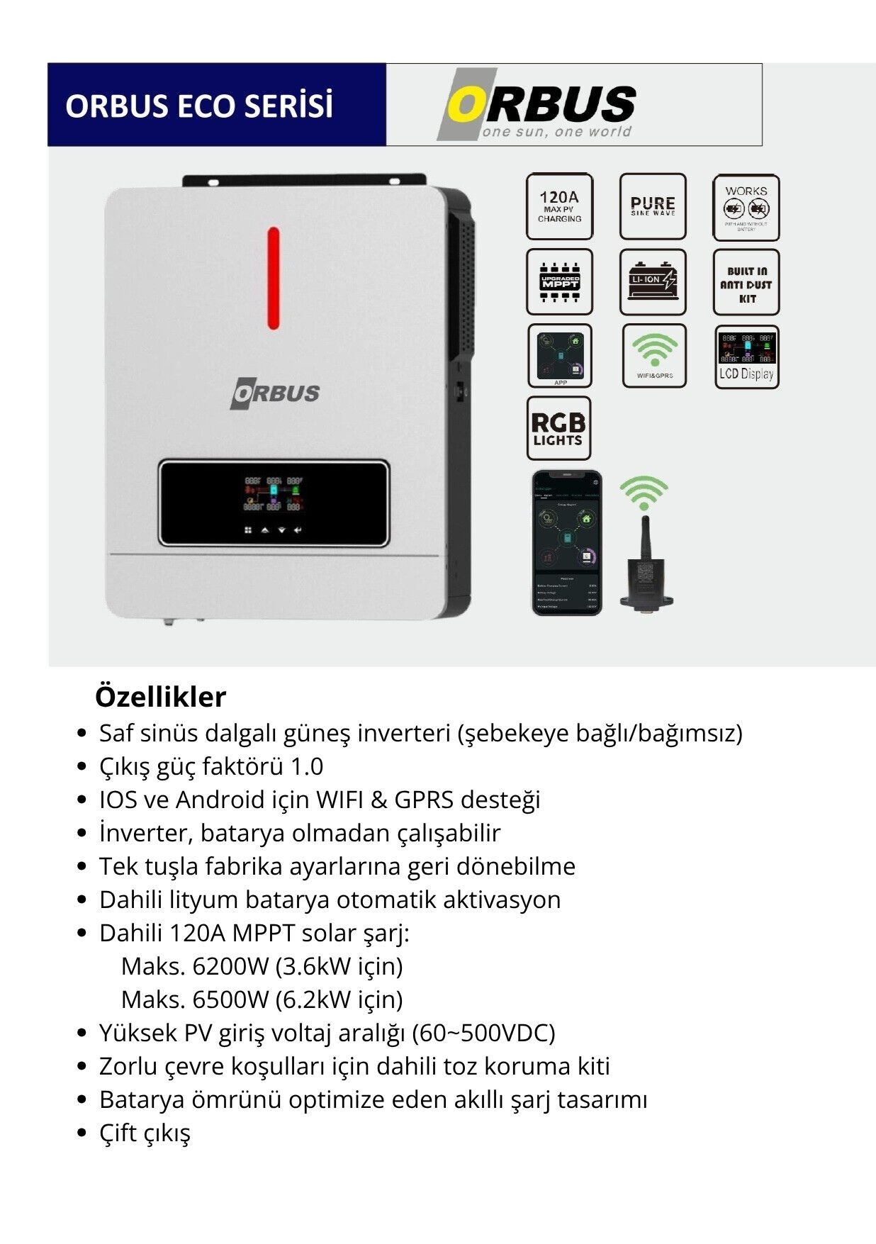 ORBUS ECO 4.2 kW 24 V Mppt Akıllı İnverter